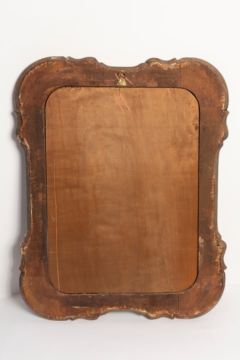 Medium Decorative Gold Wood Original Glass Patina Mirror, Italy, 1960s ...