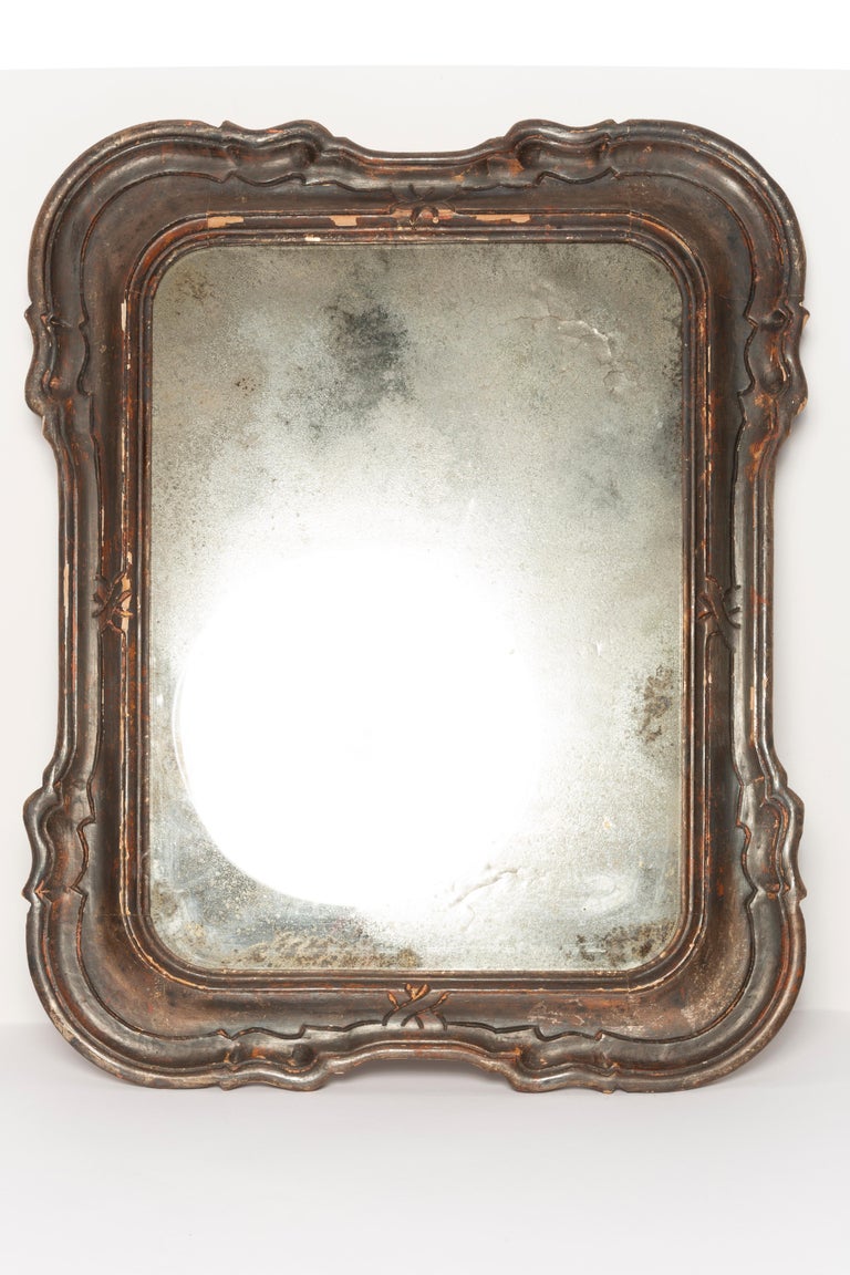 Medium Decorative Gold Wood Original Glass Patina Mirror, Italy, 1960s ...
