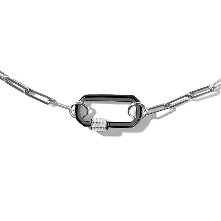 AS29 Medium Diamond Lock Necklace in 18k Black Gold For Sale at 1stDibs