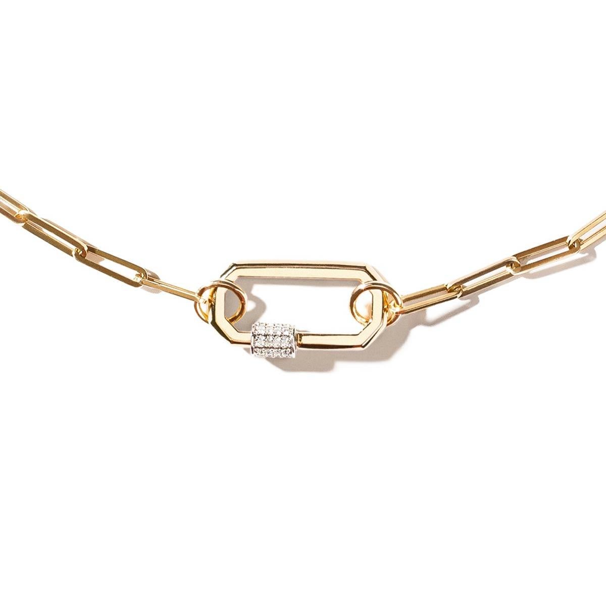 AS29 Medium Diamond Lock Necklace in 18k Yellow Gold at 1stDibs
