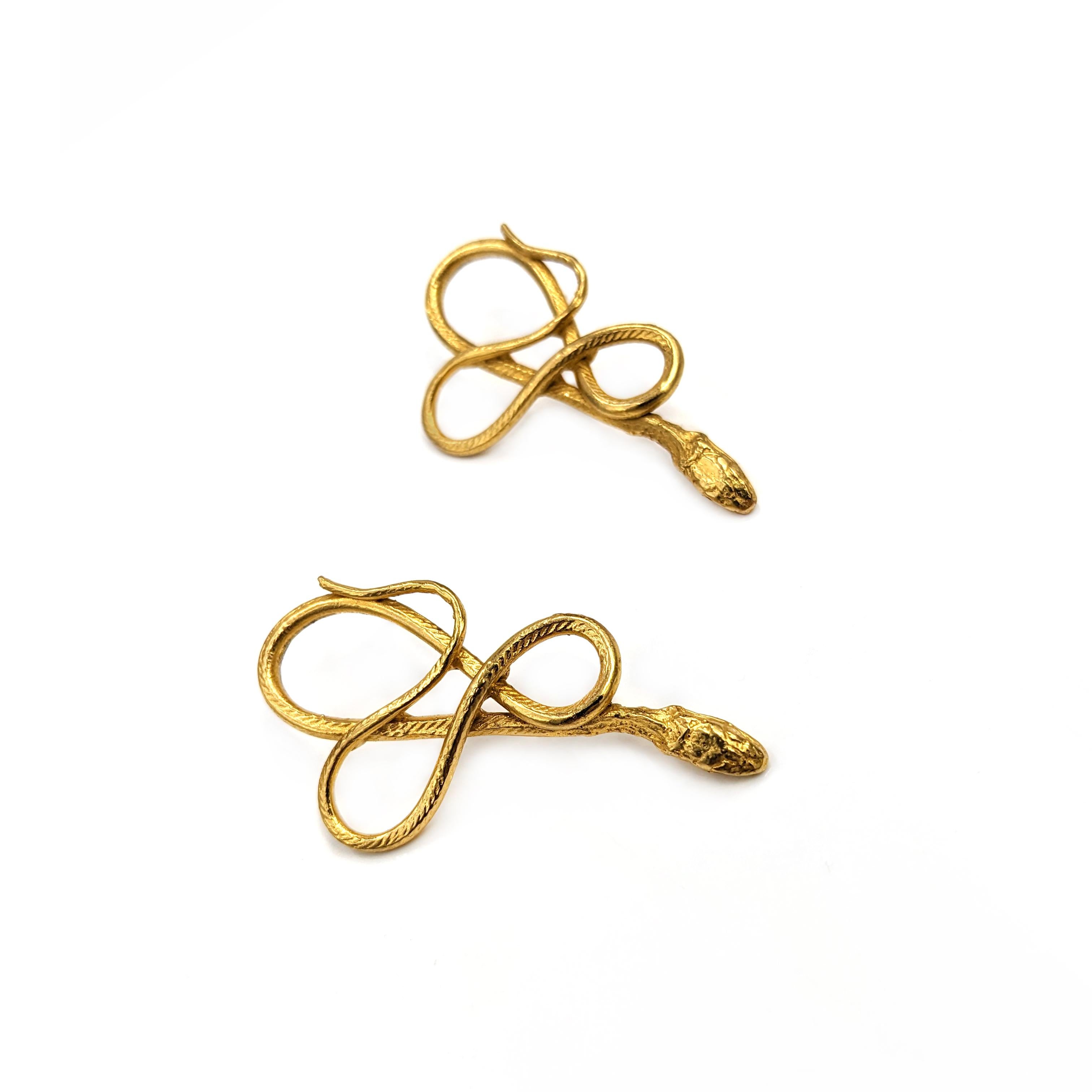 Medium Gold Serpentine Earrings For Sale at 1stDibs