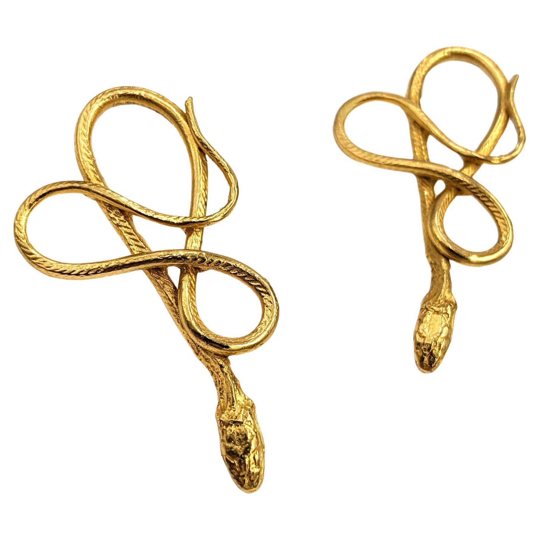 Large Gold Serpentine Earrings For Sale at 1stDibs