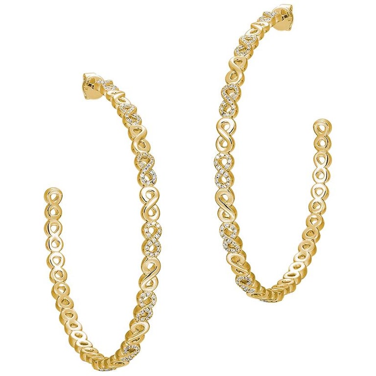 Medium Infinity Pave Hoops For Sale at 1stDibs