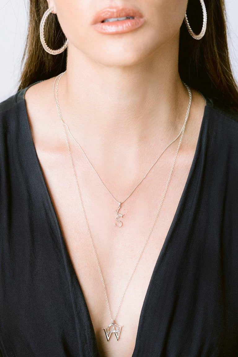 Medium Initial Pendant Necklace in 18k Yellow, White or Rose Gold 17 ...