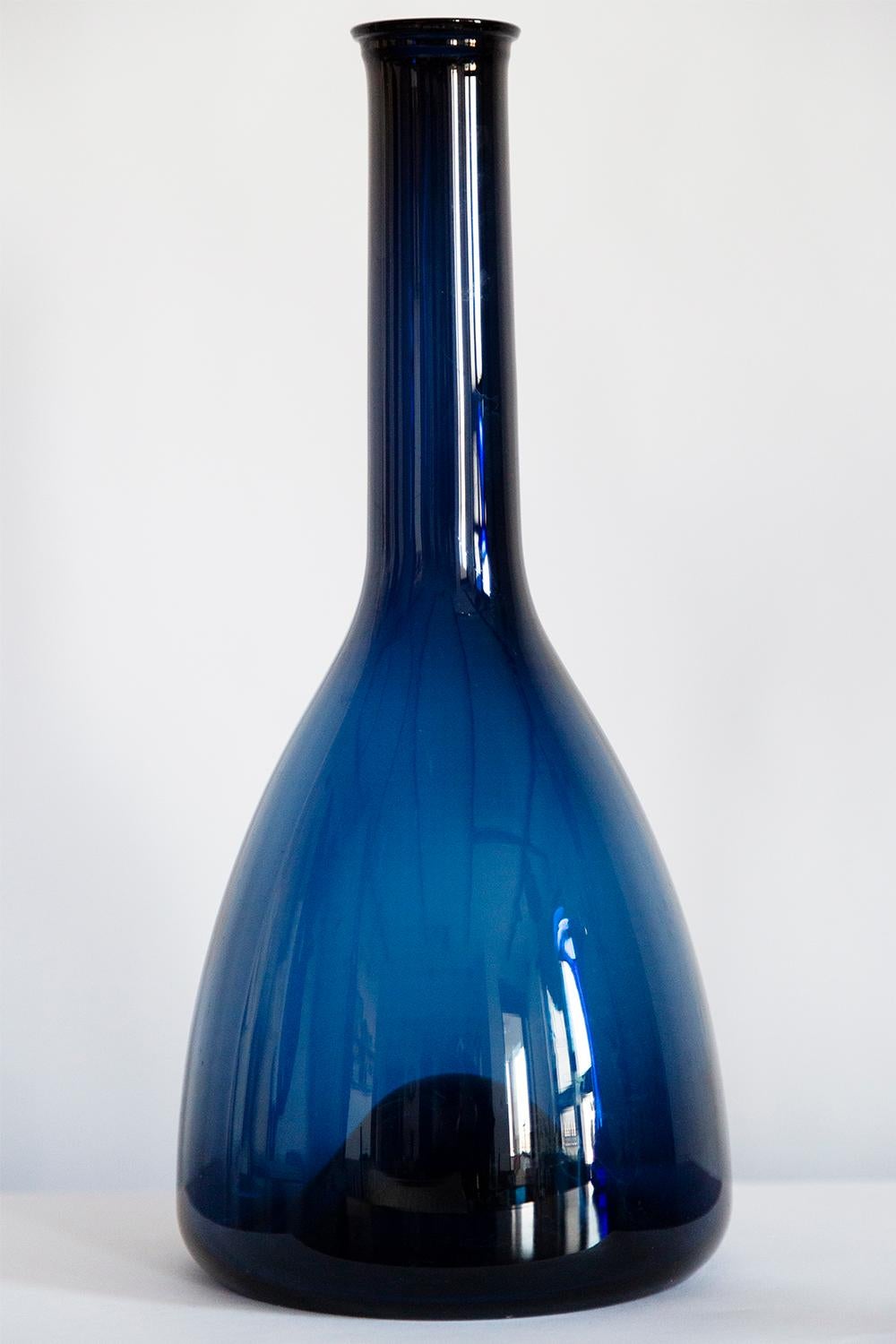 Medium Mid Century Holmegaard Glasswork Blue Vase Bottle, Denmark ...