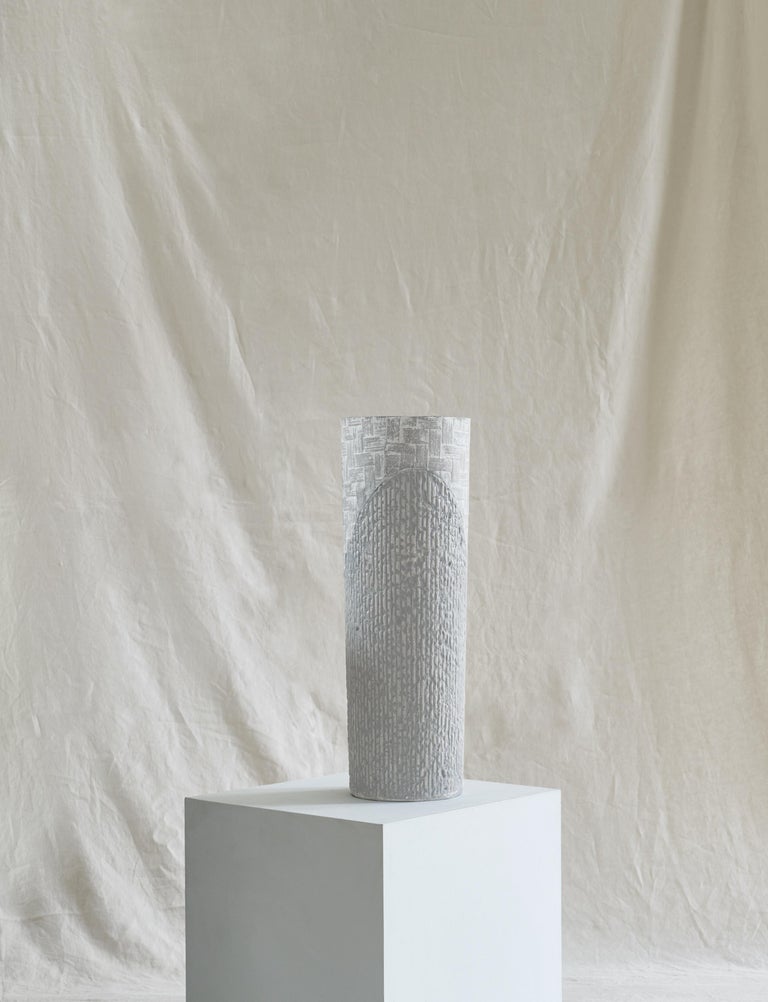 Medium White and Gray Limestone and Paper Composite Vessel by Studio ...