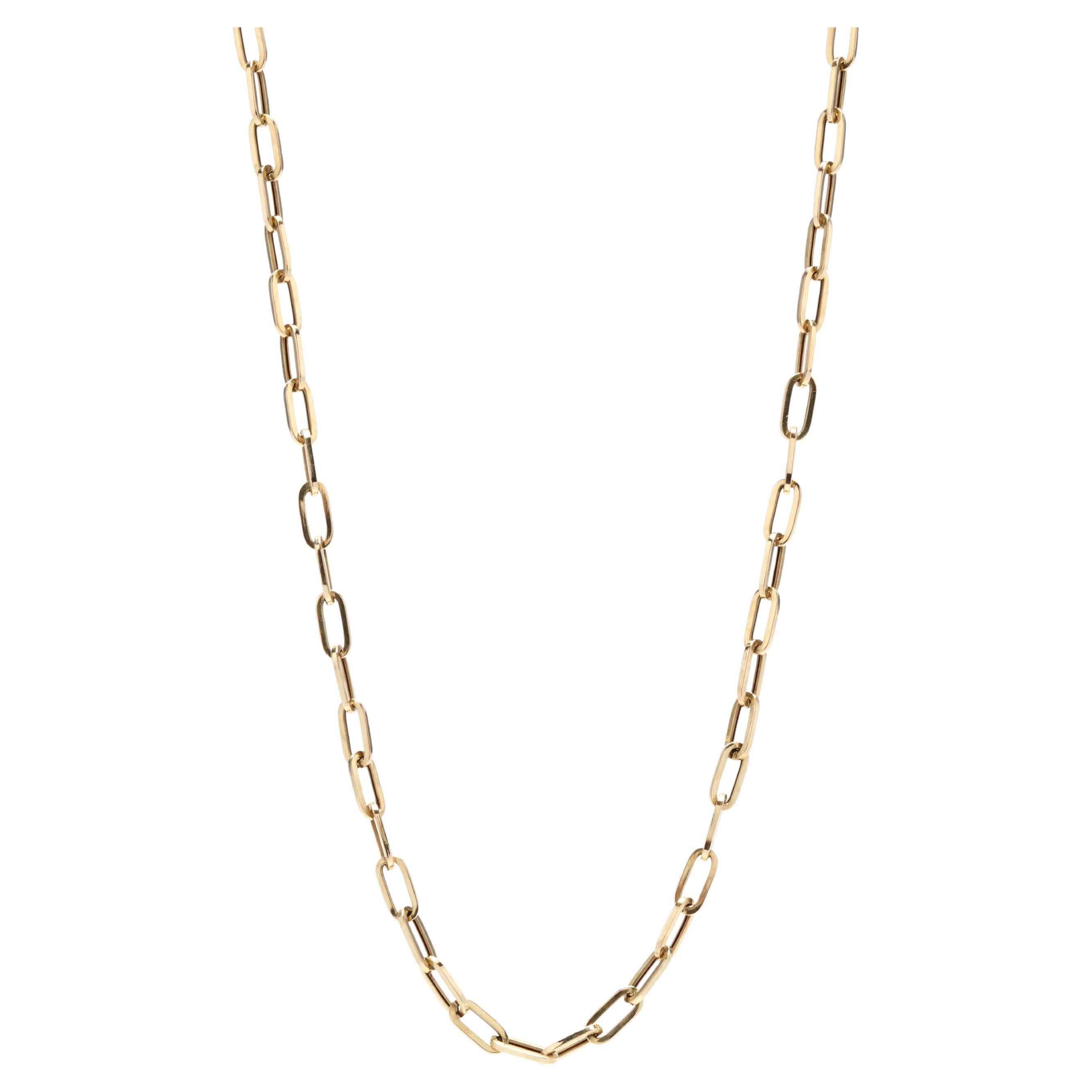 Diamond Paper Clip Necklace, 14K Yellow Gold Paperclip Chain, Pave ...