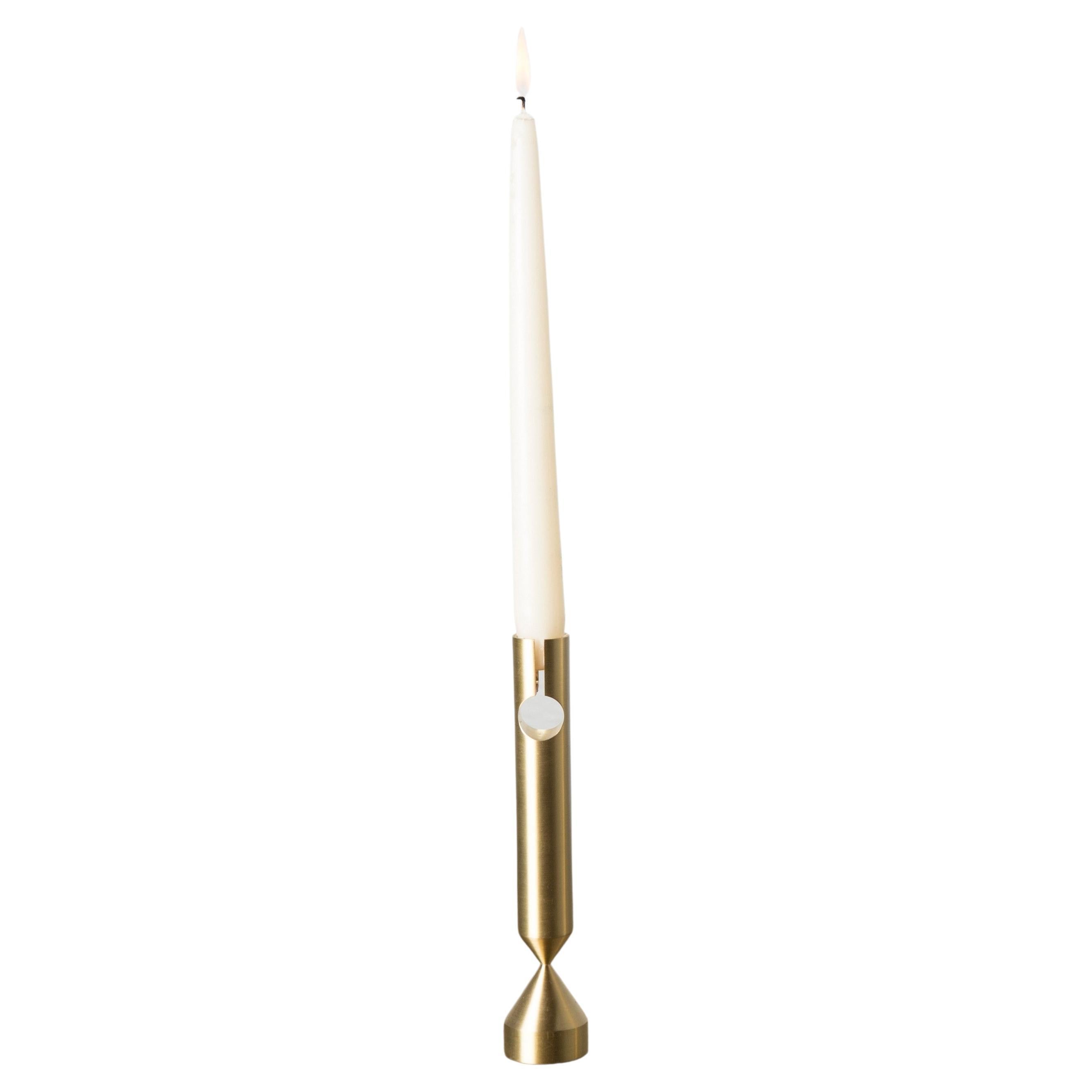 Oxbow Candlestick in Lacquered Steel and Satin Brushed Brass by Steven ...