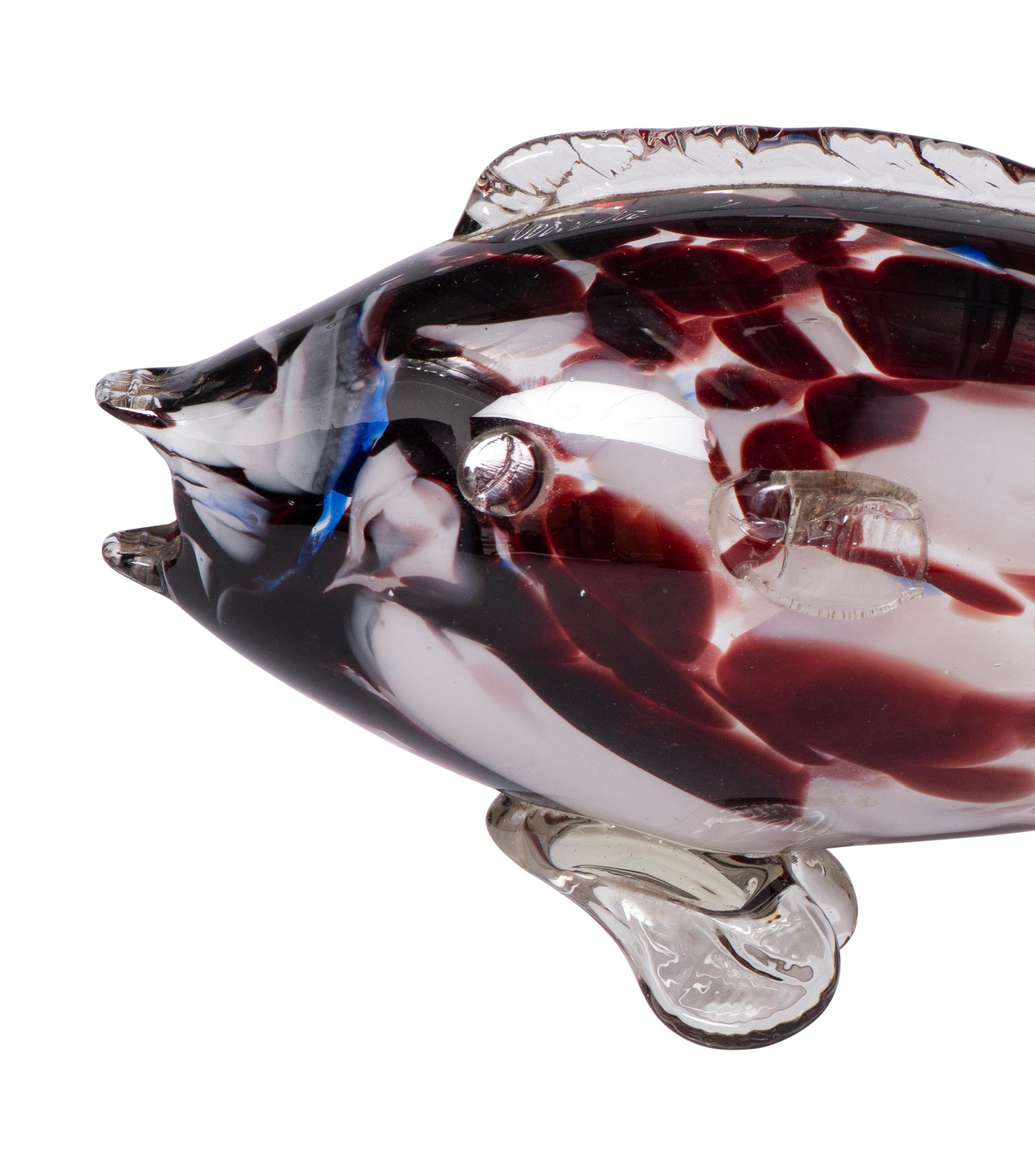 Medium Size Murano Red, White and Blue Glass Fish, Italy, circa 1970 at ...