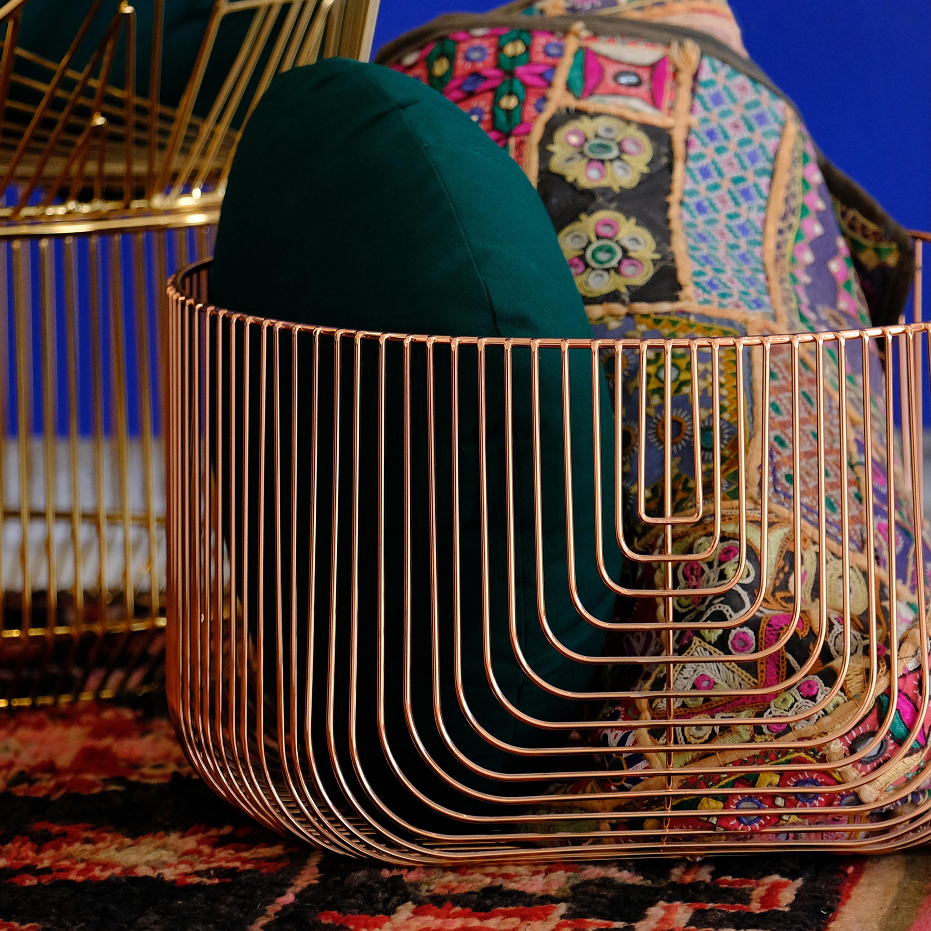 Medium Sized Basket, Wire Basket Design by Bend Goods, Gold at 1stDibs