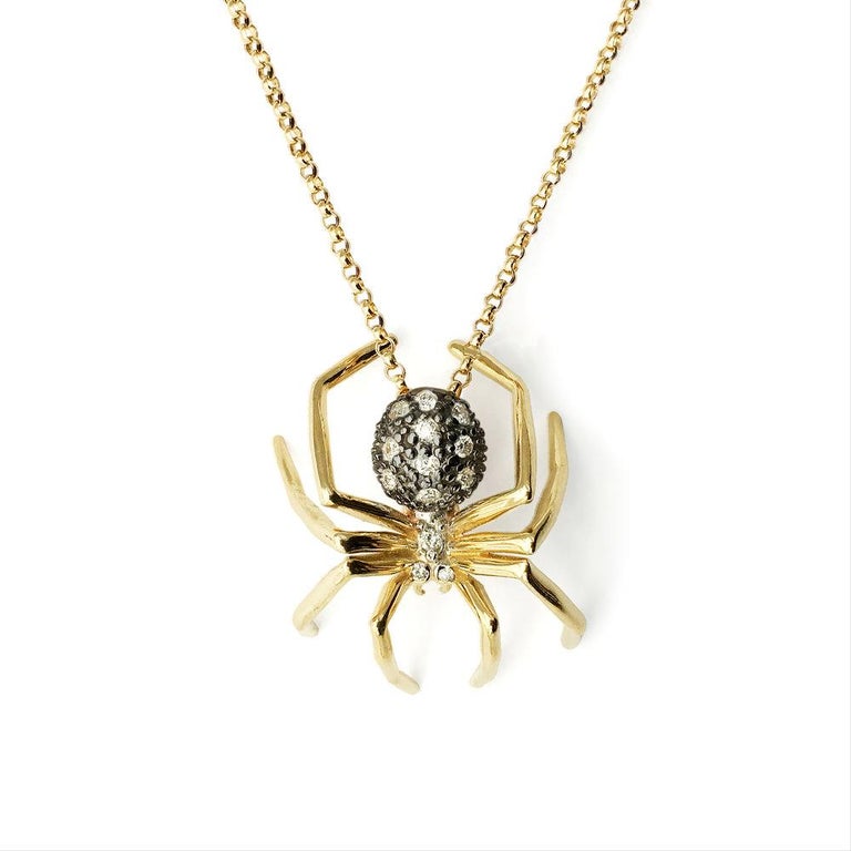 Medium Spider Pendant Yellow Gold Black Rhodium Diamonds For Sale at ...