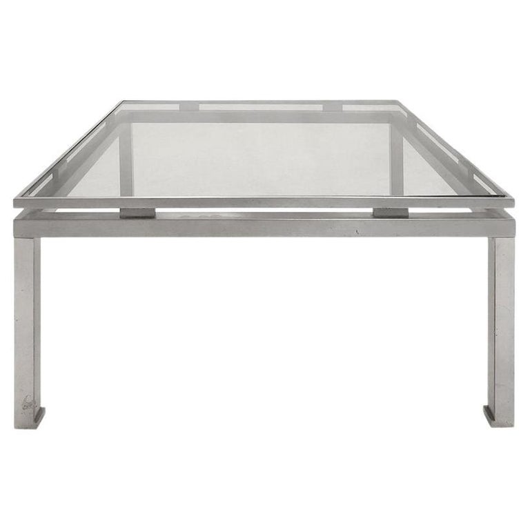 Brushed Nickel Square Side Table MCM For Sale at 1stDibs
