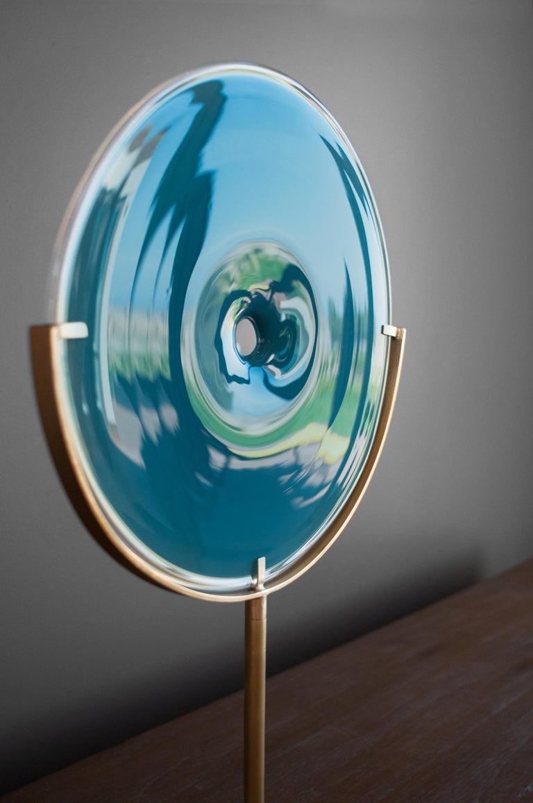 Medium White and Brass POOL Sculpture by SkLO For Sale at 1stDibs