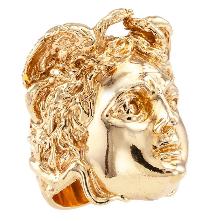 Medusa Head Figural Gold Ring at 1stDibs