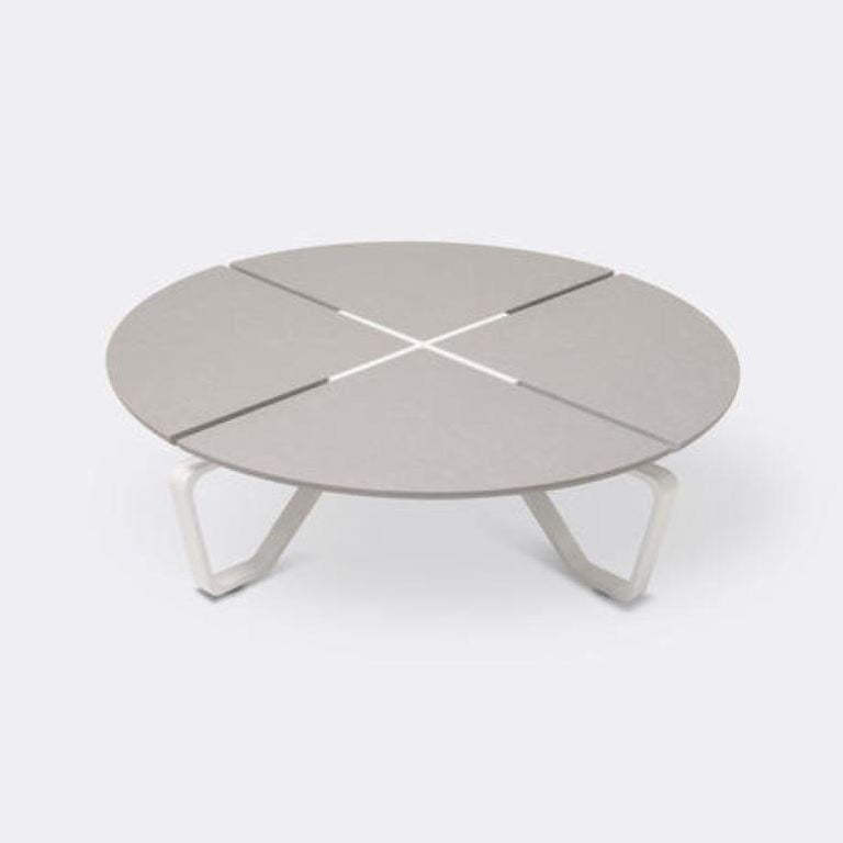 Meduse Round Cocktail Table - Belgium Fog Stone Top, Pearl Frame For ...