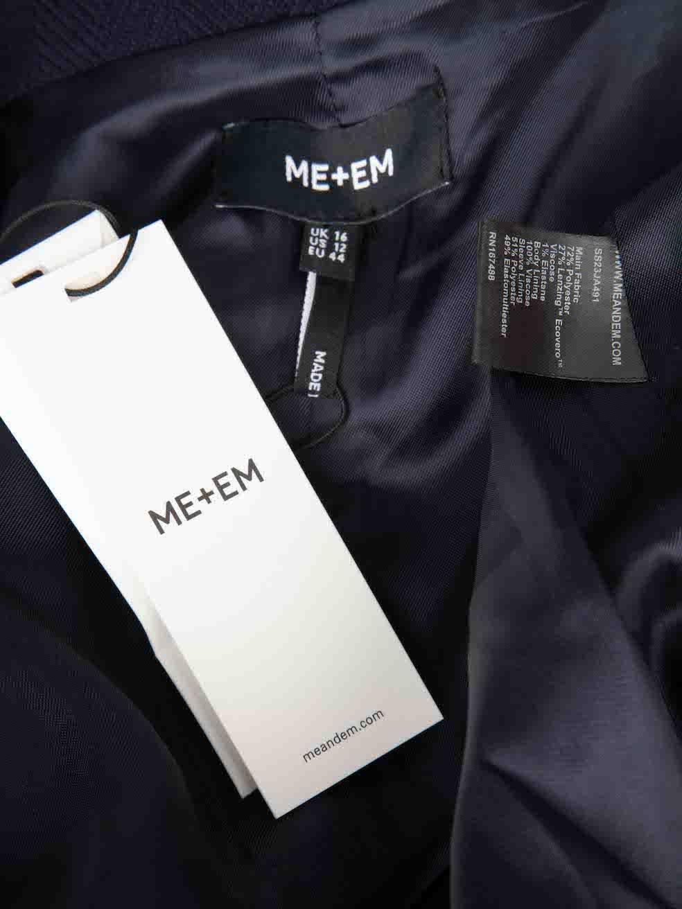 ME+EM Navy Houndstooth Double-Breasted Blazer Size XXL For Sale at 1stDibs