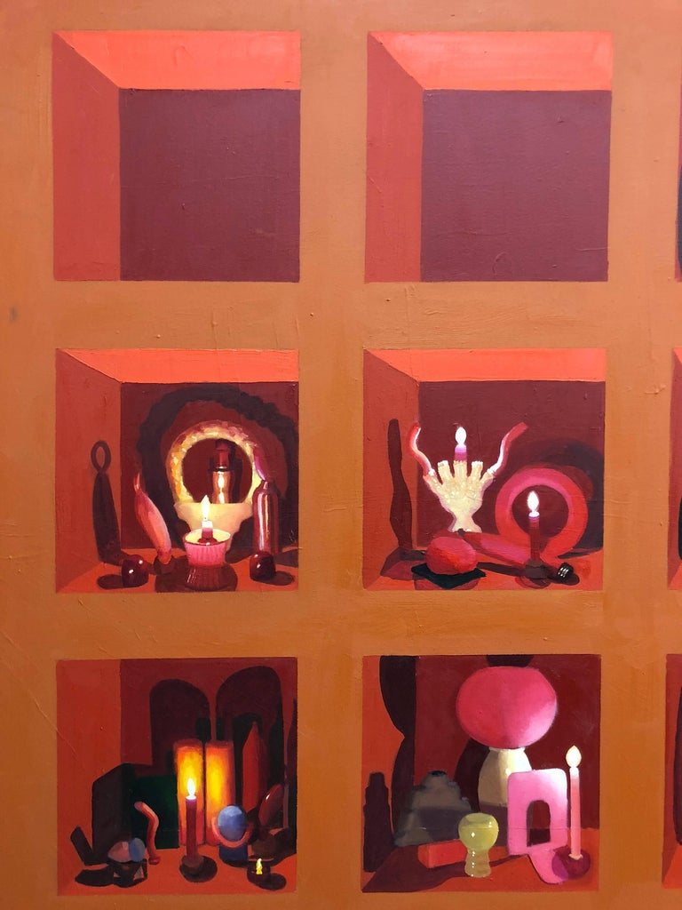 Meg Franklin - "Orange Squares" Contemporary Still Life Painting by Meg ...