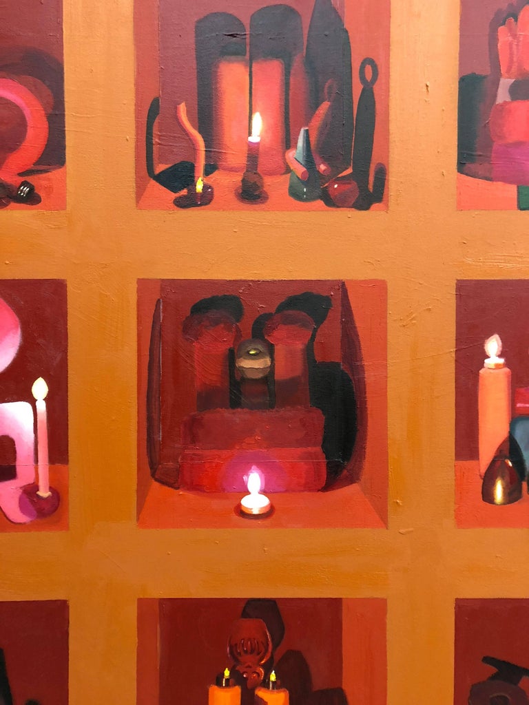 Meg Franklin - "Orange Squares" Contemporary Still Life Painting by Meg ...