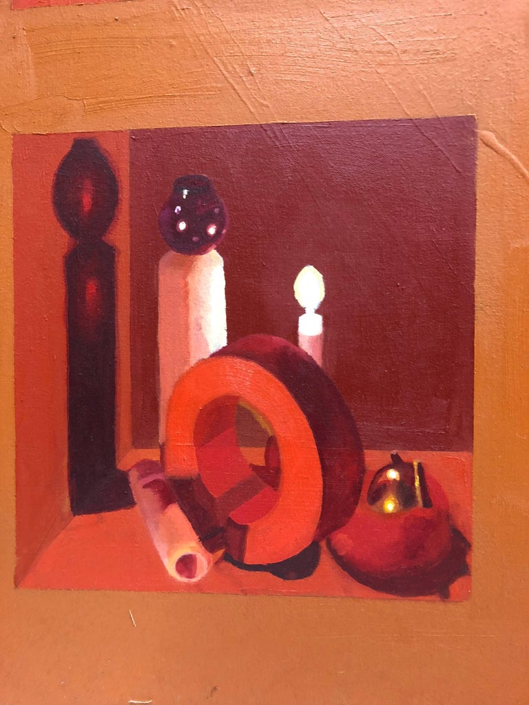 Meg Franklin - "Orange Squares" Contemporary Still Life Painting by Meg ...