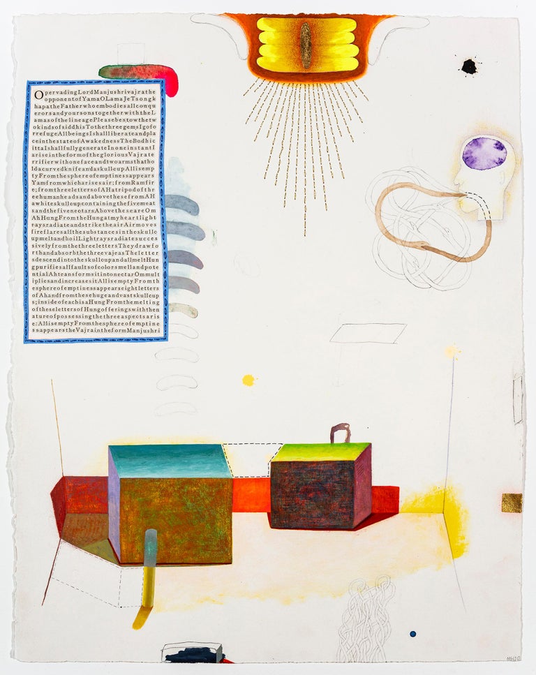 Meg Hitchcock - Solitary Hero Vajra Terrifier, Collage, Cut Text with ...