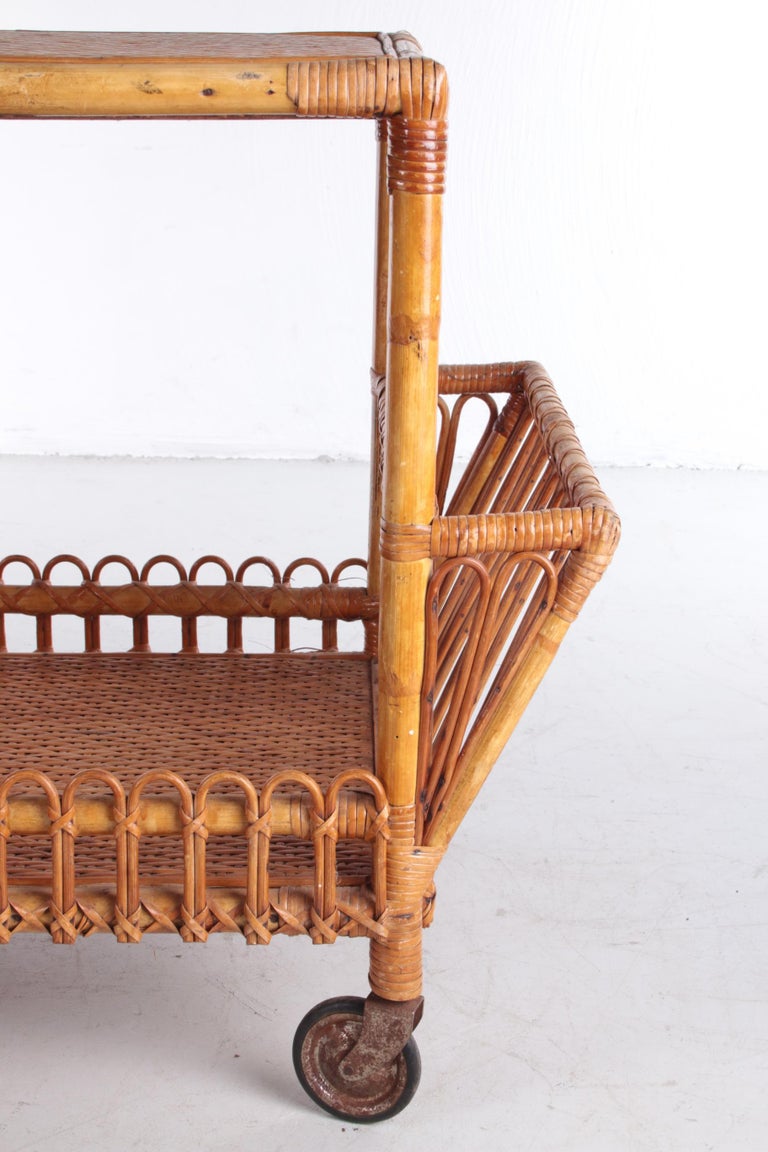 Mega Large Vintage Bamboo French Trolley, 1960s. For Sale at 1stDibs