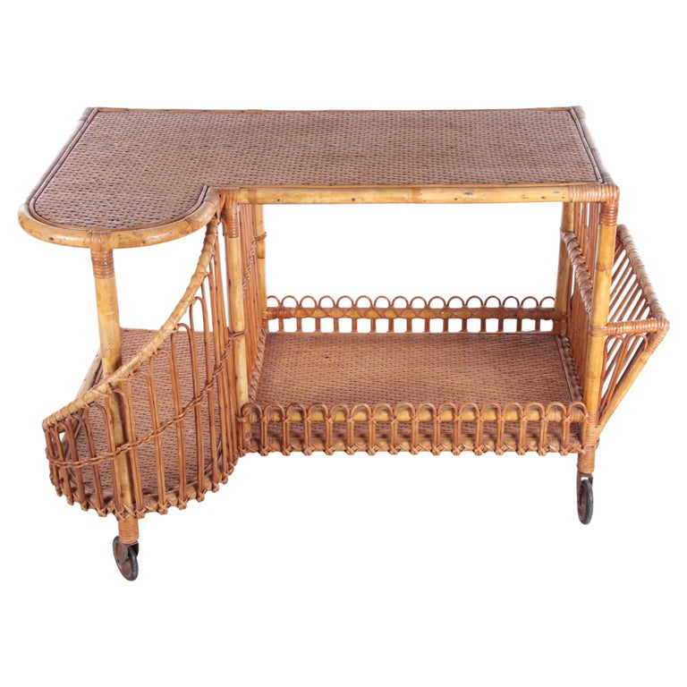 Mega Large Vintage Bamboo French Trolley, 1960s. For Sale at 1stDibs