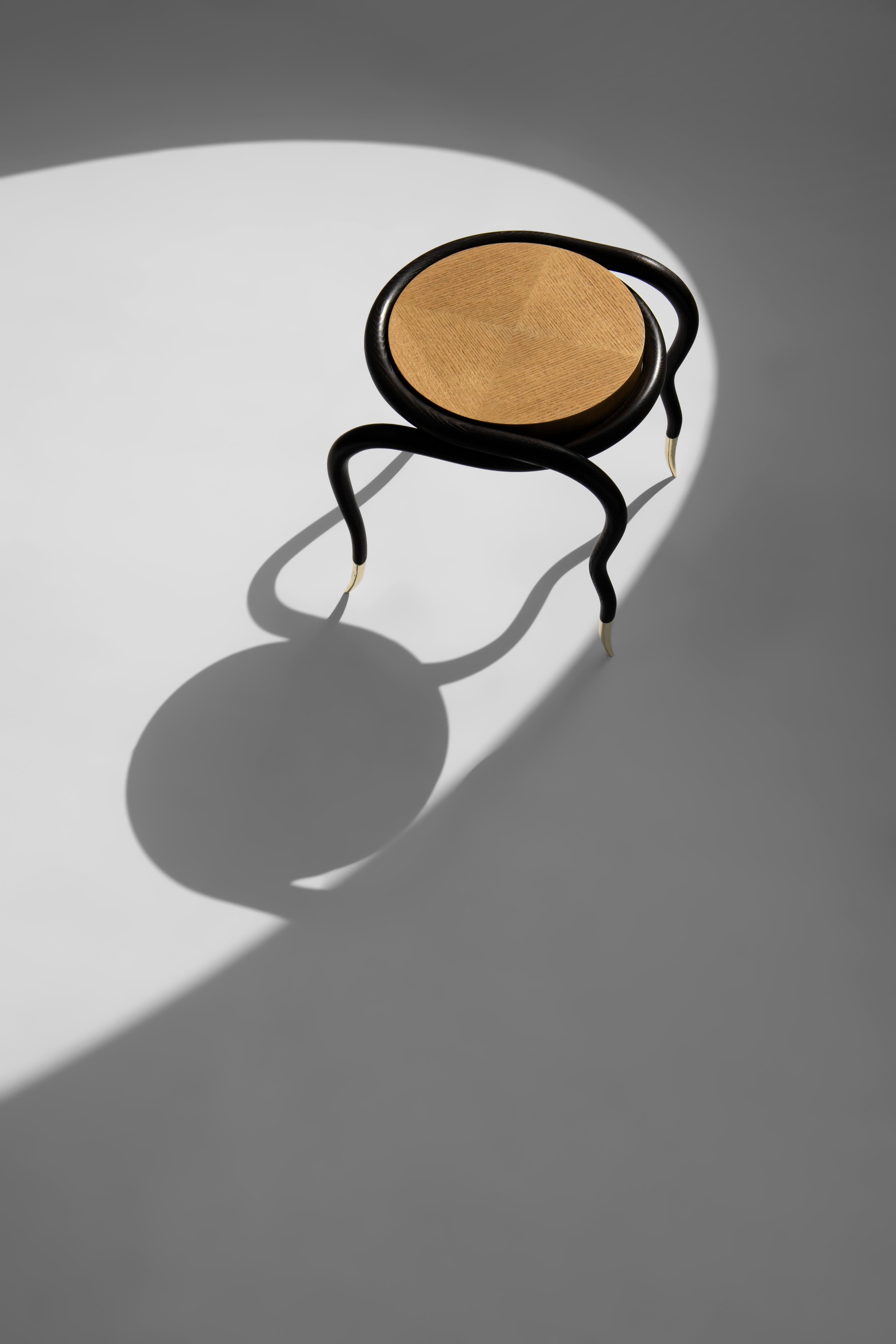 Mehen side table - solid oxidized oak with brass capped feet For Sale ...