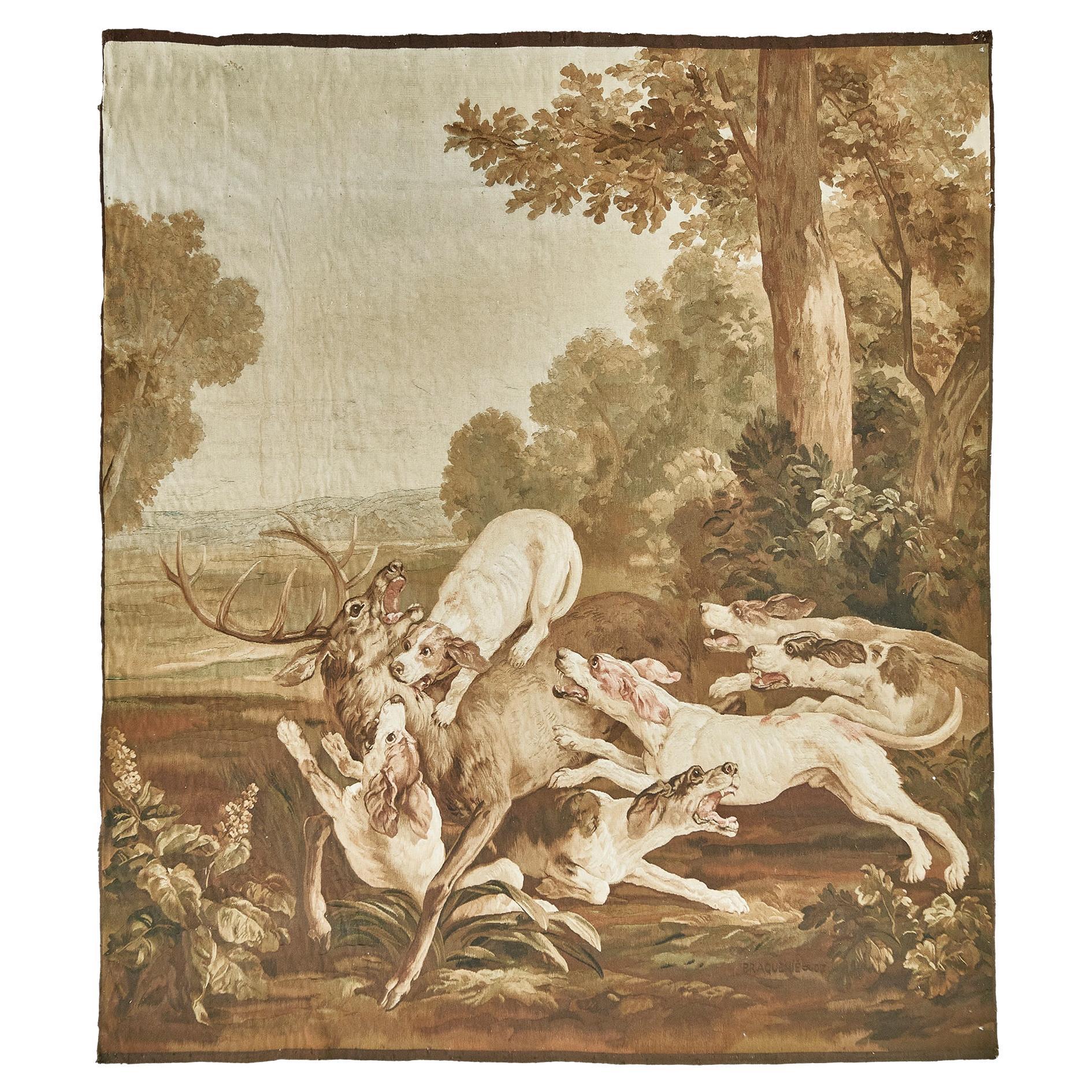 Mehraban Antique French Tapestry Hunting Dogs For Sale at 1stDibs