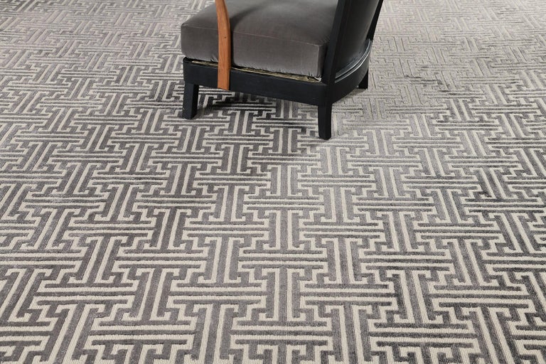 Mehraban Modern Design Bamboo Silk Rug Greeky For Sale at 1stDibs