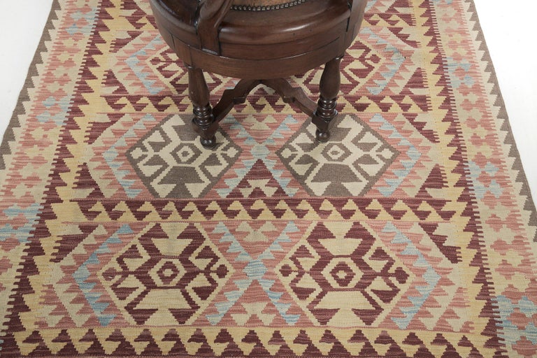 Mehraban Vintage Style Tribal Natural Dye Flat Weave Kilim For Sale at ...