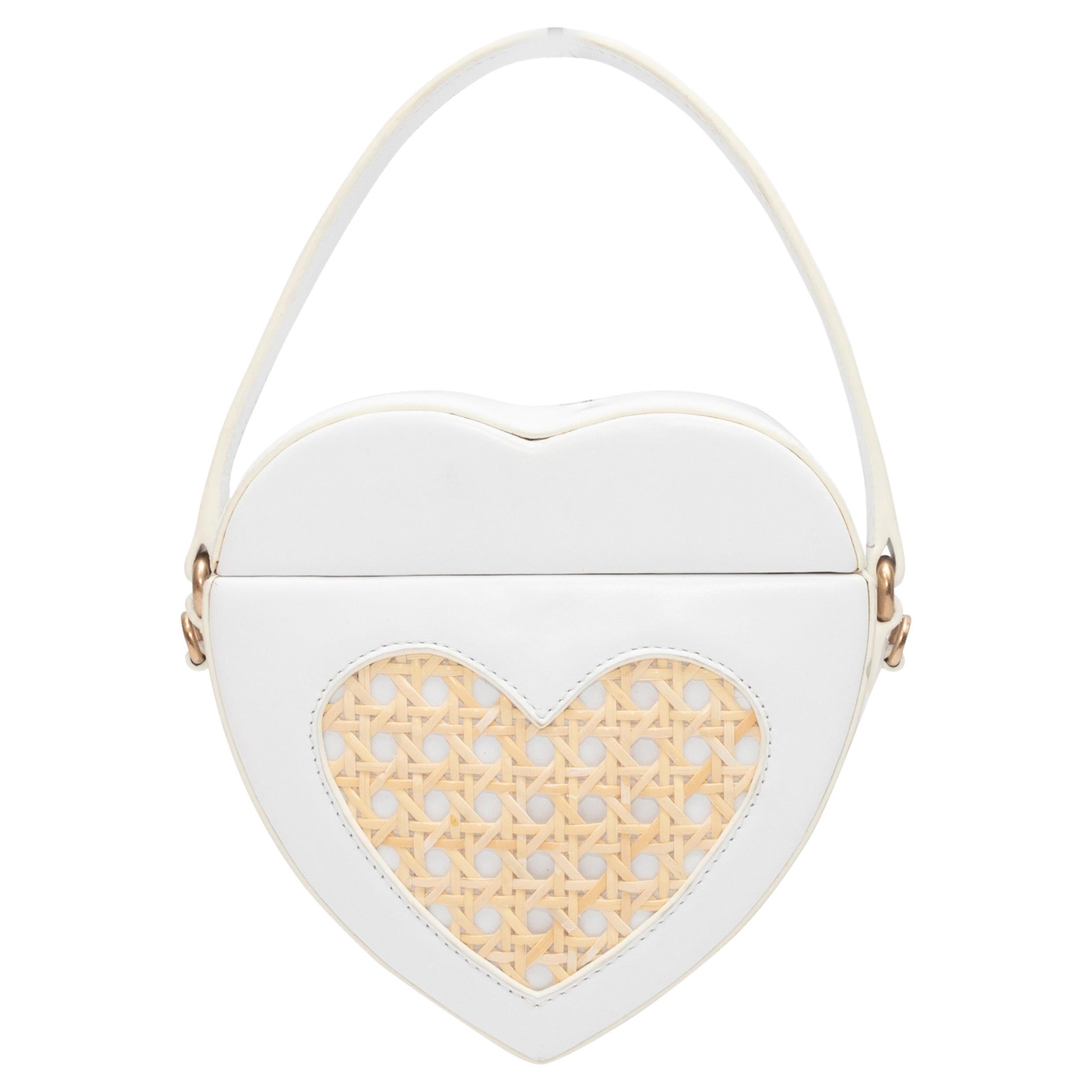 Mehry Mu White and Beige Heart Handbag For Sale at 1stDibs
