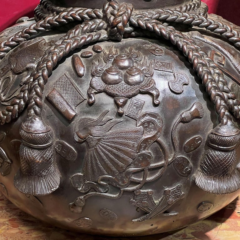 Meiji Japanese Bronze Vase in Form of Buddhist Treasure Sack For Sale ...