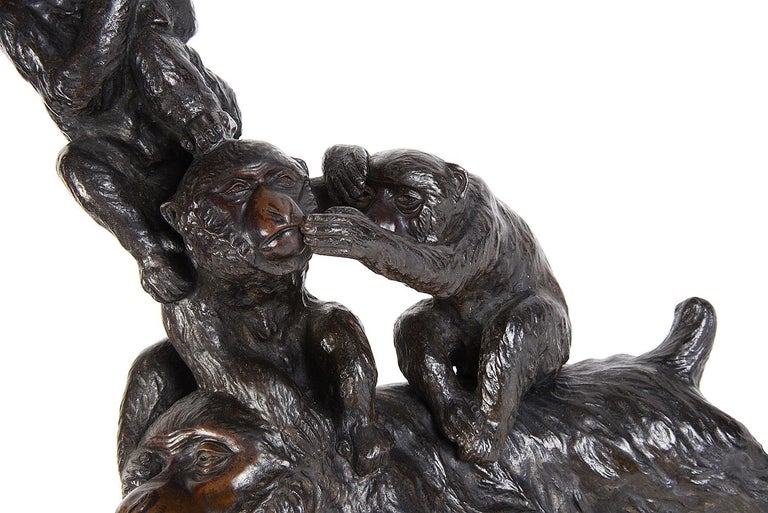 Meiji Period Bronze Study of Monkeys Playing / Lamp For Sale at 1stDibs ...