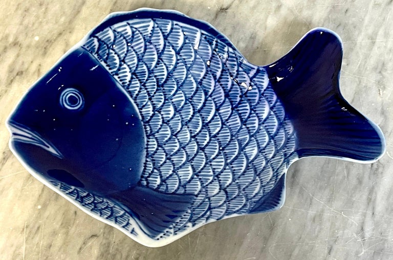 Meiji Period Fukagawa Blue and White Fish Plates, 2 Available For Sale ...