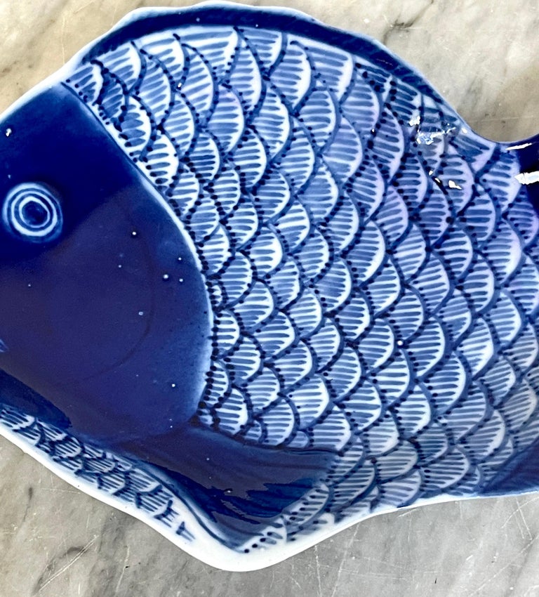 Meiji Period Fukagawa Blue and White Fish Plates, 2 Available For Sale ...