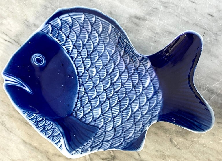 Meiji Period Fukagawa Blue and White Fish Plates, 2 Available For Sale ...
