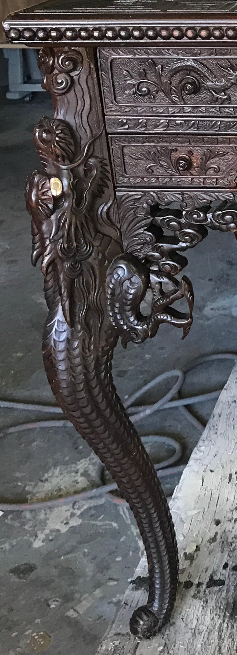 Meiji Period Japanese Carved Dragon Motif Desk at 1stDibs | desk dragon ...