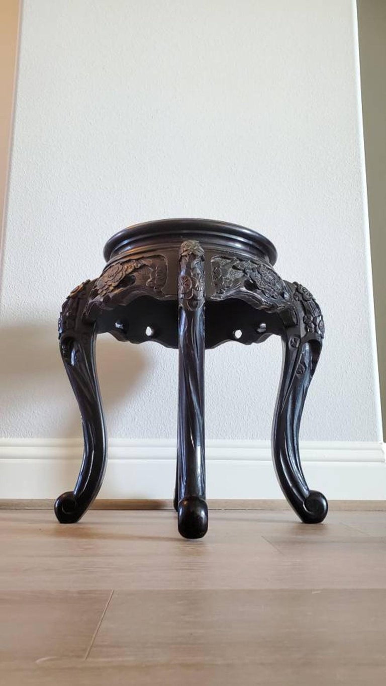 Meiji Period Japanese Export Dragon Carved Table / Plant Stand For Sale ...