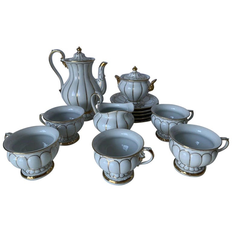 Meissen 24-karat Golden Baroque Gold Leaf on White Porcelain Coffee/Tea ...