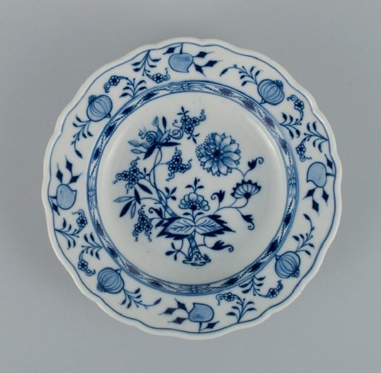 Meissen, a Set of Four Deep Plates, Hand Painted, Blue Onion, Late 19th ...