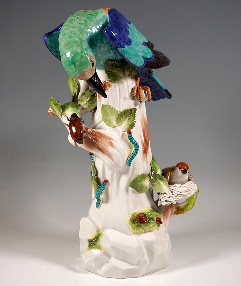 Meissen Bird Figure, European Roller On A Trunk, by J.J. Kaendler ...