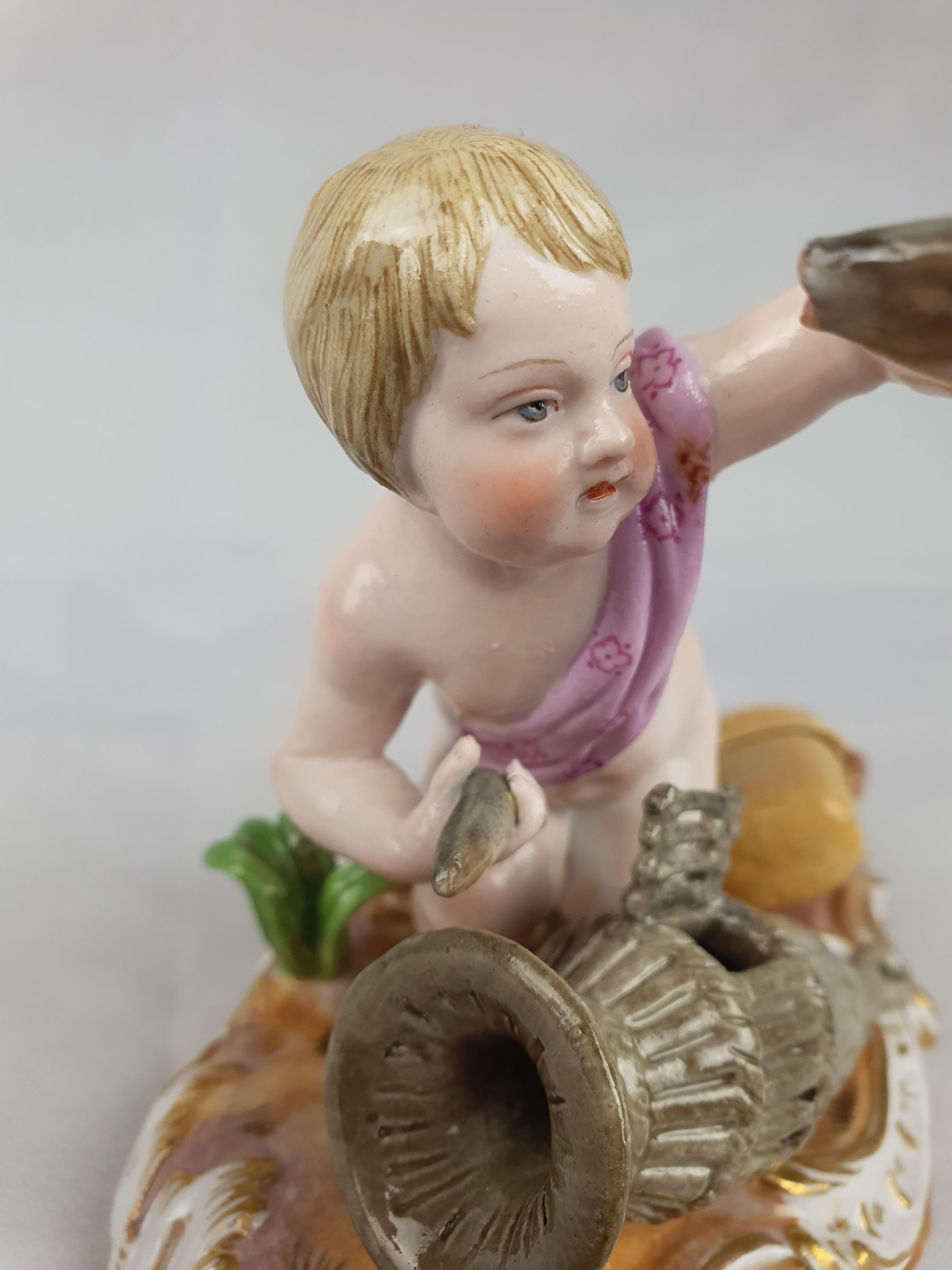 Meissen Boy Fishing Representing Water 'Element Series' For Sale at 1stDibs