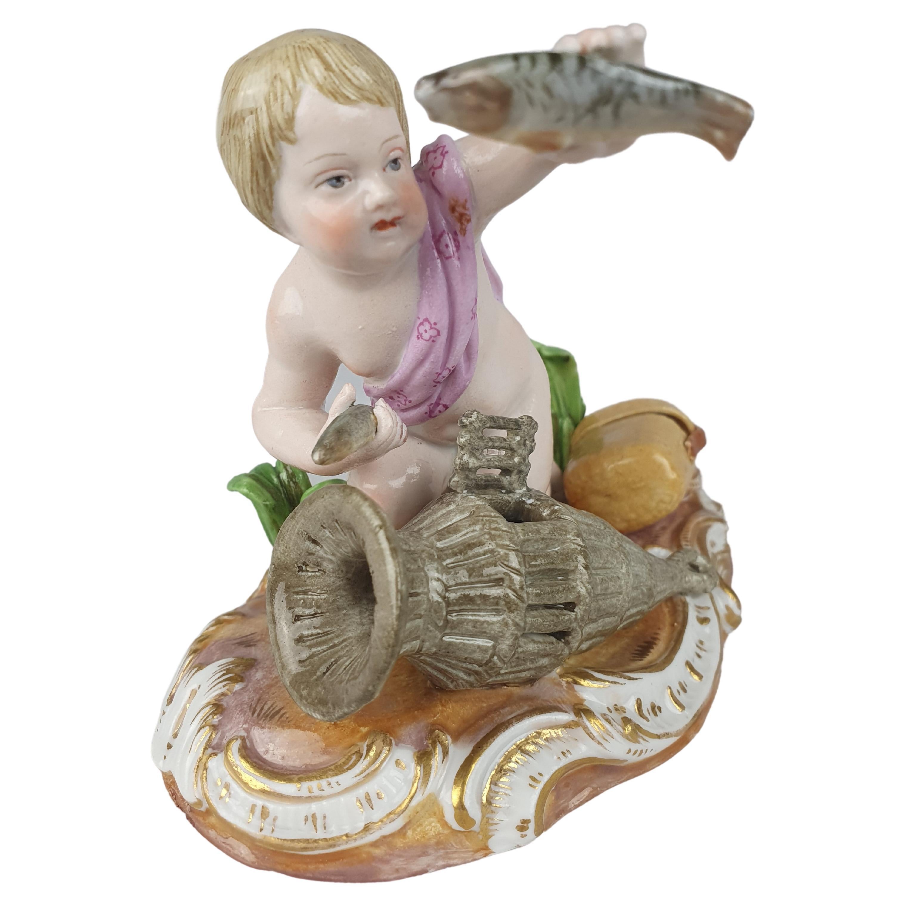 Meissen Boy Fishing Representing Water 'Element Series' For Sale at 1stDibs