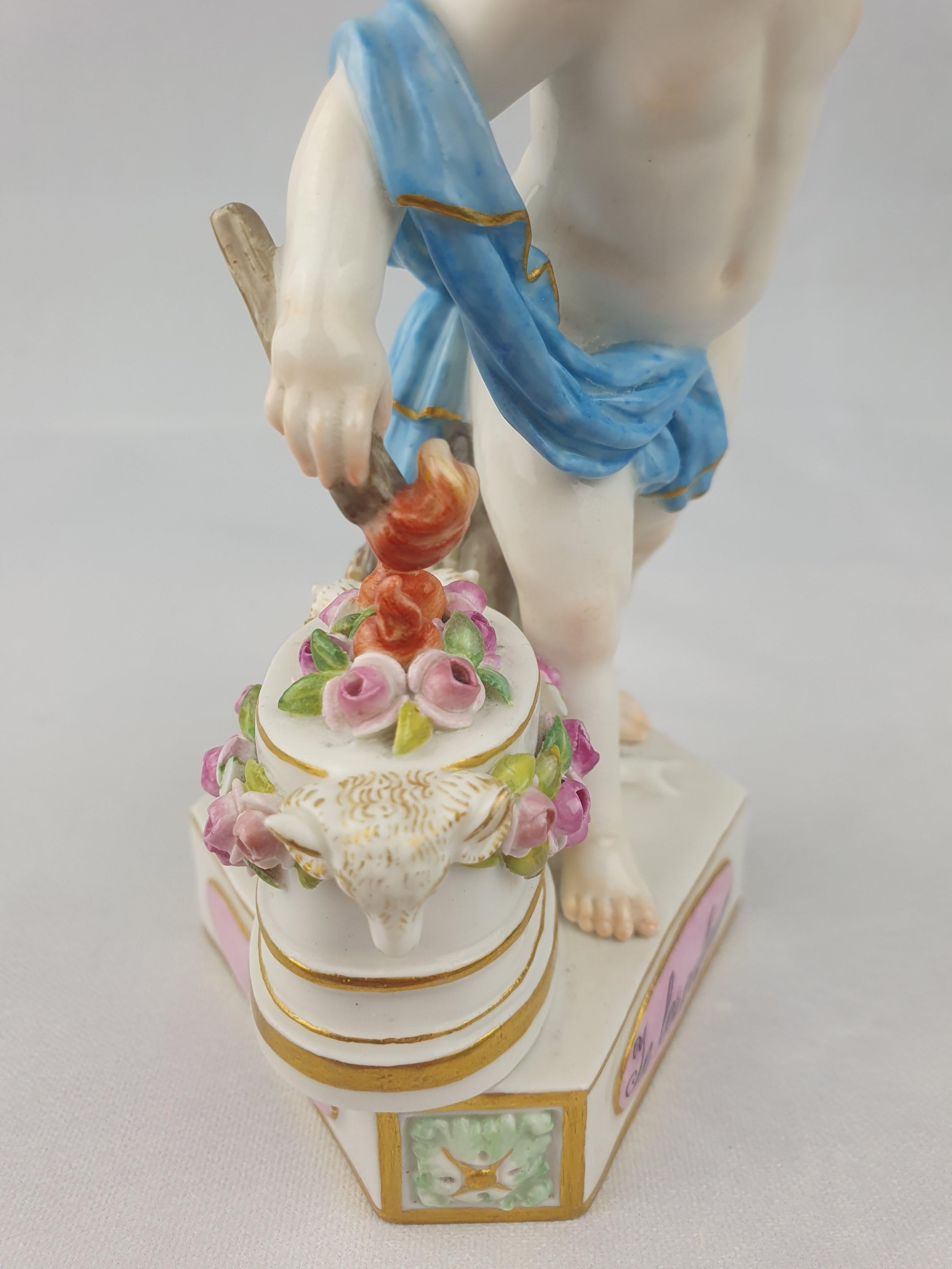 Meissen Cupid Lighting Hearts with Flame ‘Je Les Enflamme’ For Sale at ...