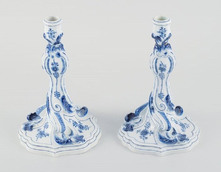Meissen, Germany, a Pair of Large Antique Bulb Pattern Candlesticks ...