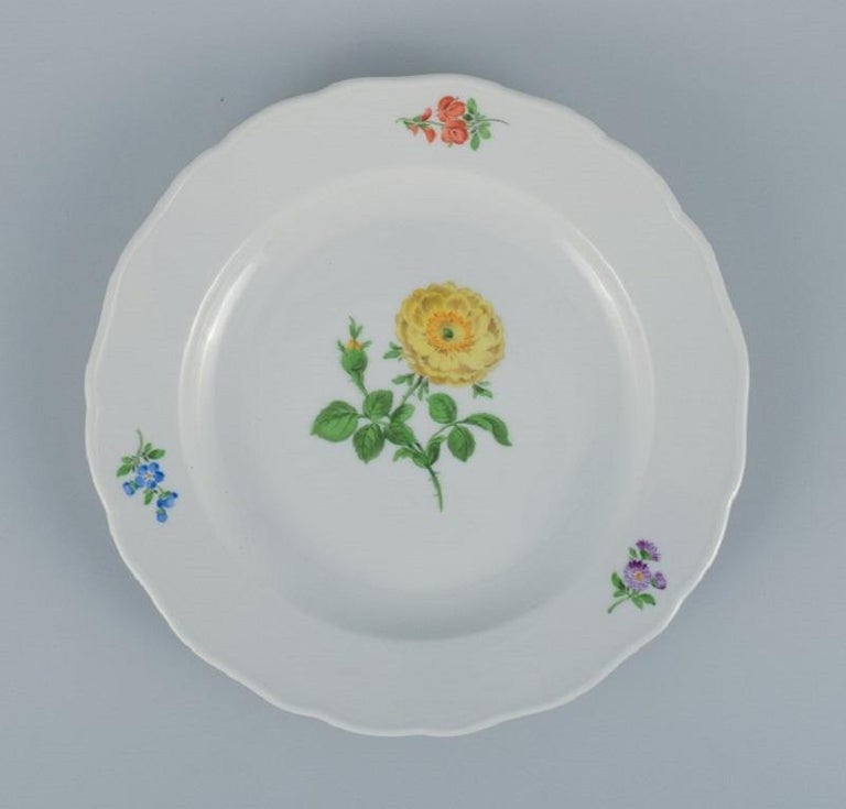 Meissen, Germany, Five Dinner Plates Hand Painted with Floral Motifs ...