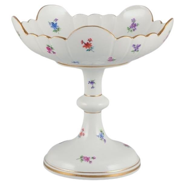 Meissen, Germany. Porcelain vase in Sevres Bleu. Polychrome flower ...