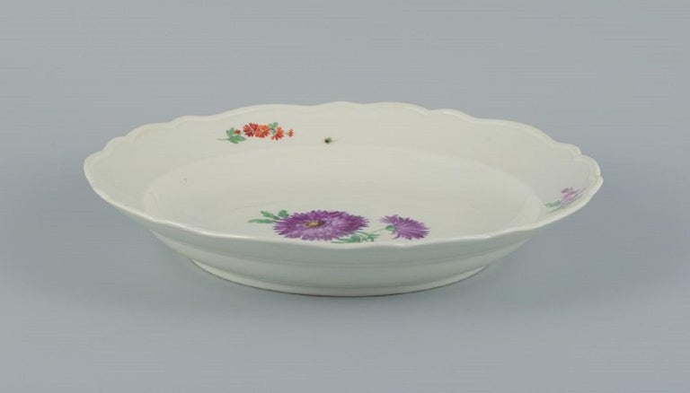 Meissen, Germany, Large Round Serving Dish, Hand Painted with Floral ...