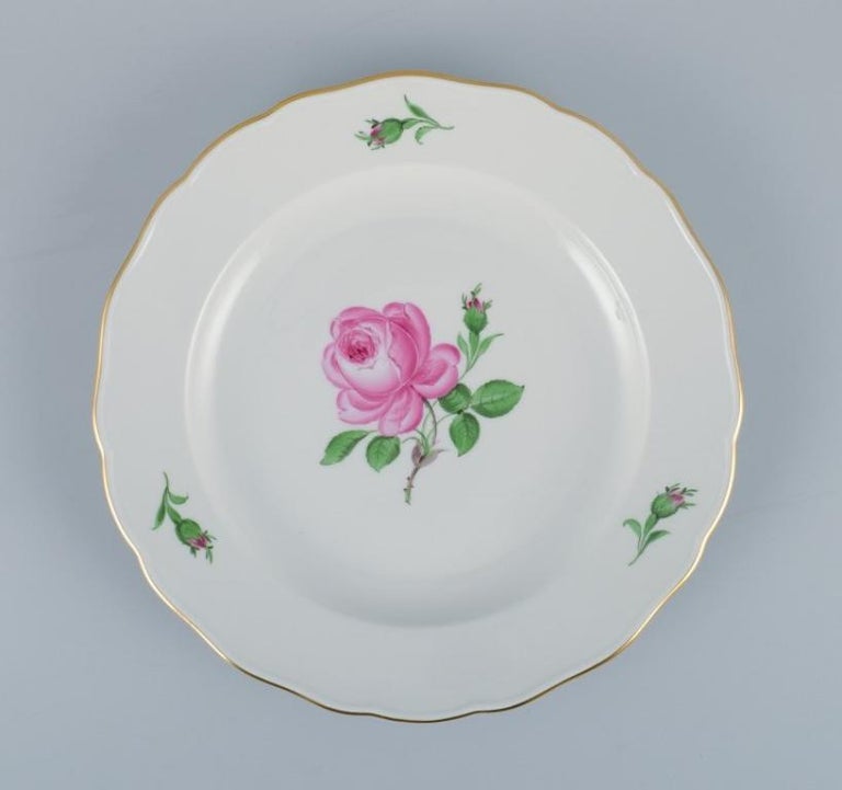 Meissen, Germany, Pink Rose, Five Dinner Plates, Mid-20th Century For ...