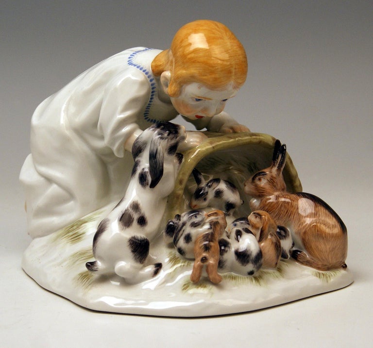 Meissen Girl with Rabbits Model 73441 Z 148 Max Bochmann Made 20th ...